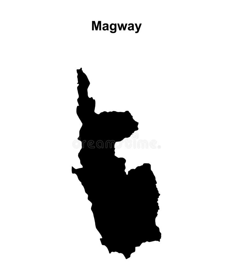 Magway outline map stock vector. Illustration of vector - 360612450