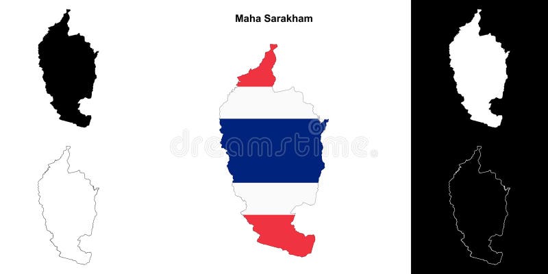 Maha Sarakham outline map stock vector. Illustration of area - 323682806