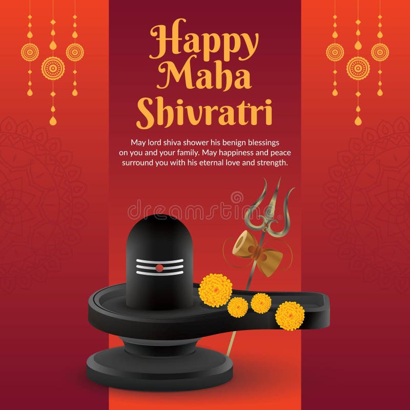 Happy Maha Shivratri Banner Design Stock Vector - Illustration of damru ...