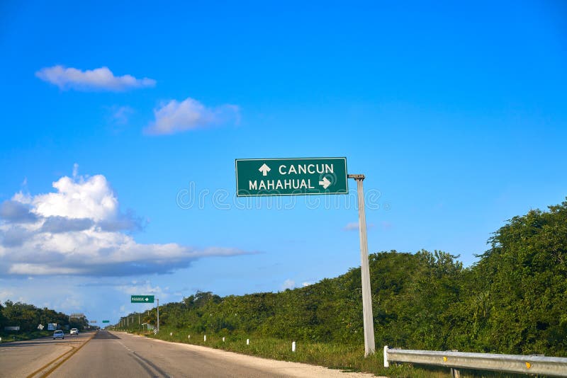 Mahahual Cancun Road Sign in Mexico Stock Photo - Image of paradise ...