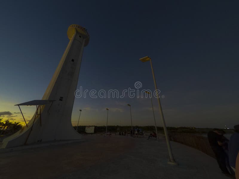 Mahahual Lighthouse Sunset in Costa Maya of Mayan Mexico Stock Image ...