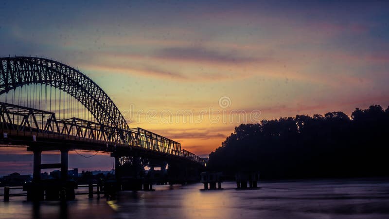 Mahakam Bridge at Dawn, Samarinda, Indonesia Stock Photo - Image of ...