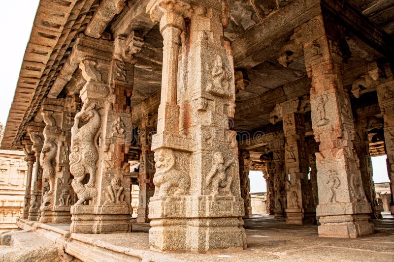 Mahamandappa Pillared Hall of Krishna Temple Hampi Stock Photo - Image ...