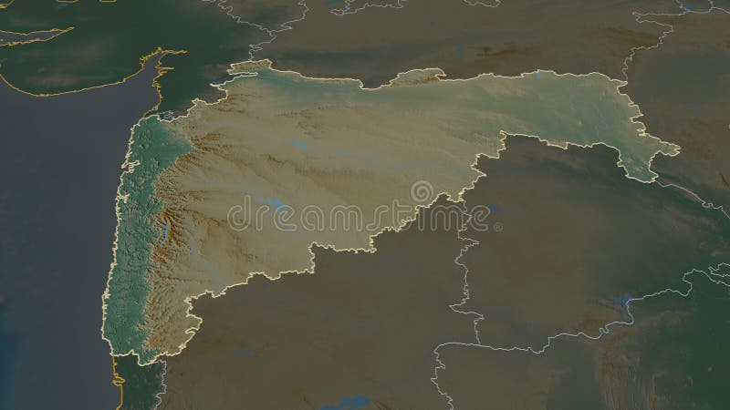 Maharashtra, India - Outlined. Relief Stock Illustration - Illustration ...