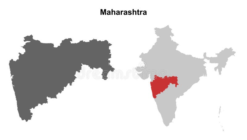 Maharashtra outline map stock vector. Illustration of area - 378868631