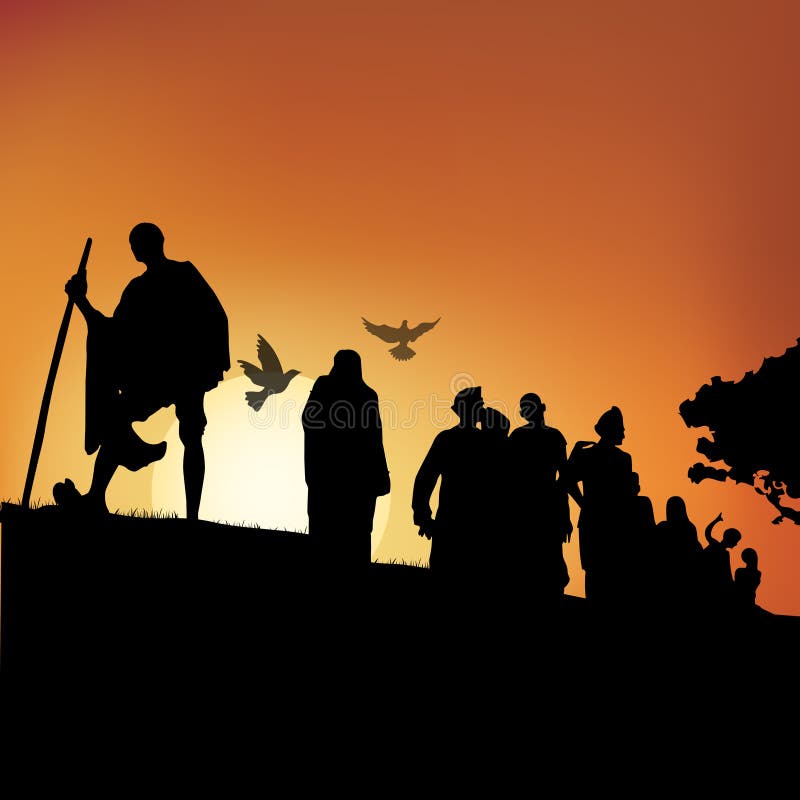 Mahatma Gandhi, Dandi March Stock Illustration - Illustration of peace ...