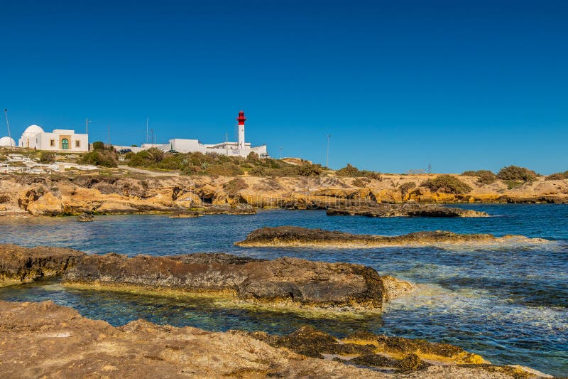 The Mahdia Lighthouse in Tunisia Stock Photo - Image of unesco, seaport ...