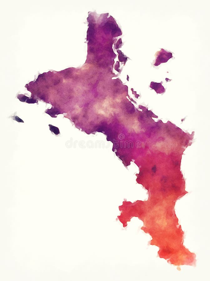 Mahe Island Watercolor Map of Seychelles Stock Image - Image of splash ...