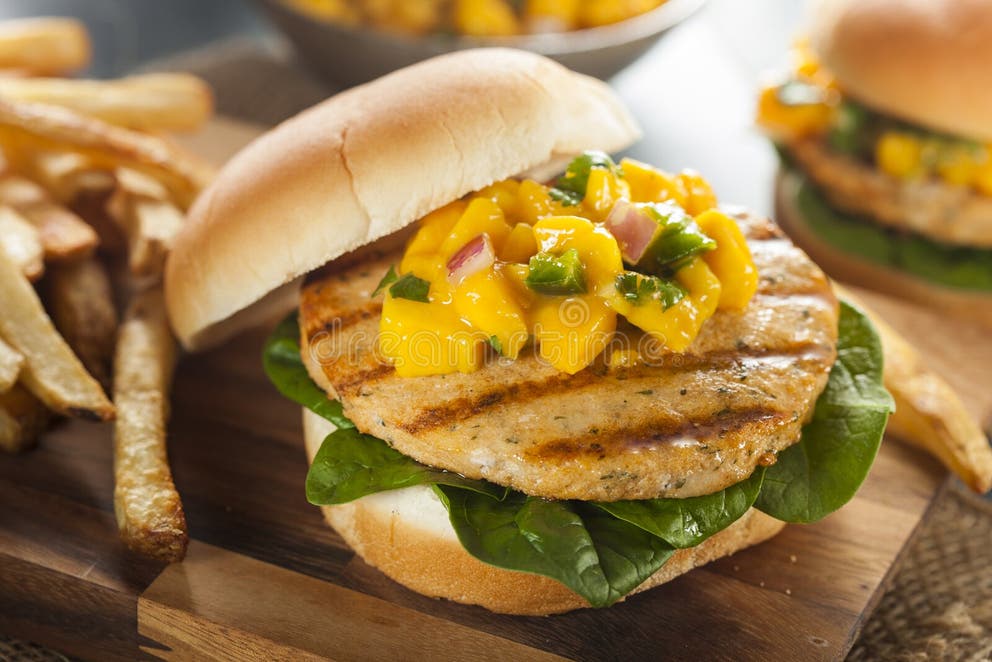 Mahi Fish Sandwich with Salsa Stock Image - Image of bread, fishburger ...