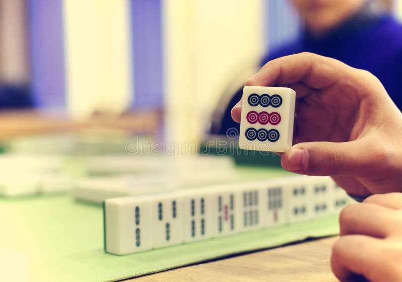 Mahjong Hand on Black Background. Stock Photo - Image of luck, orchid ...