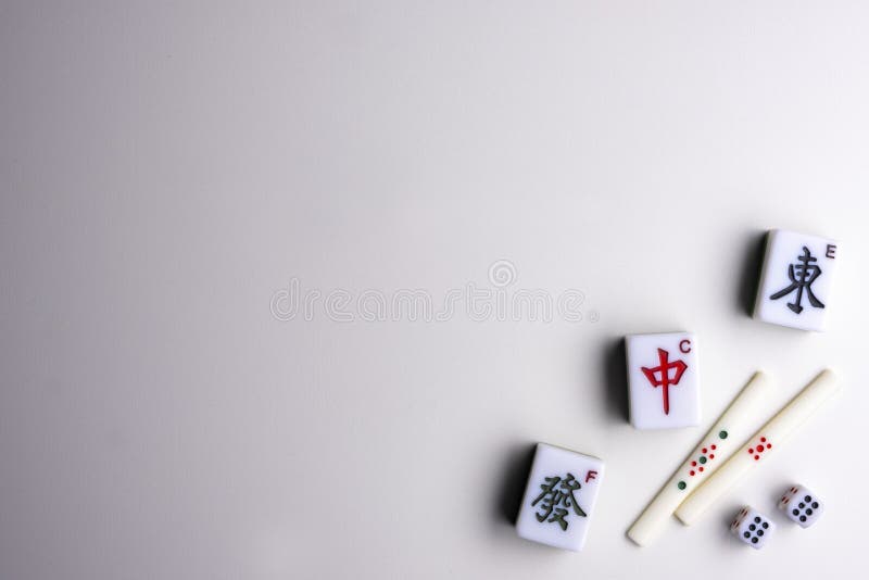 Mahjong. Riichi Mahjong Set for Playing Stock Image - Image of piece ...