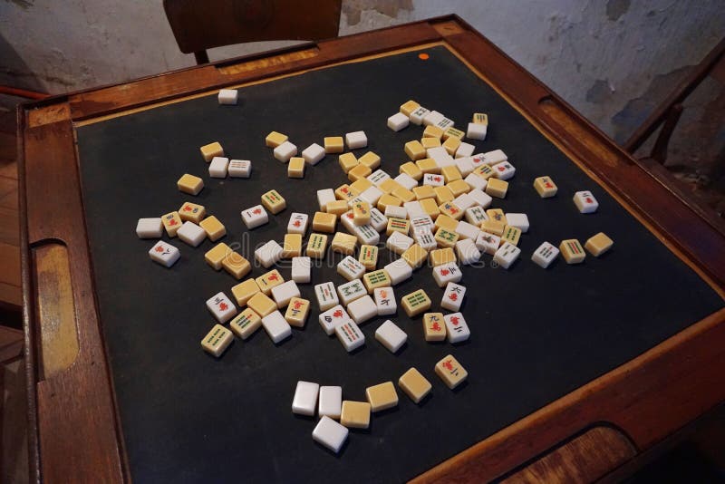 Mahjong Tiles Spreads on the Mahjong Table Board Stock Image - Image of ...