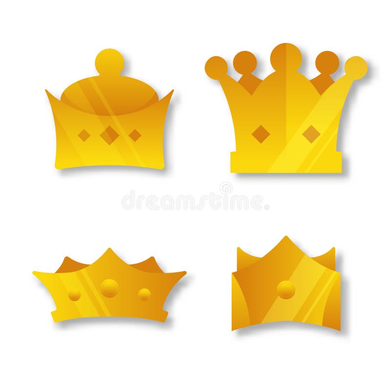 Set of Golden Crown in Different Shape Vector Graphic Stock Vector ...