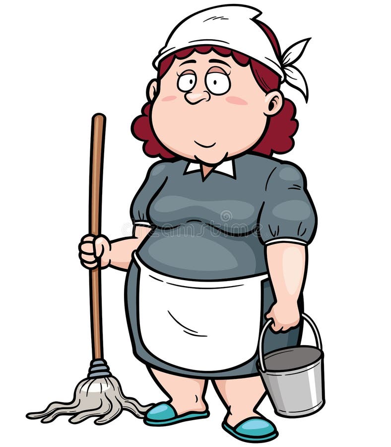 Empregada Doméstica Dos Desenhos Animados Com Vassoura Ilustração do ...