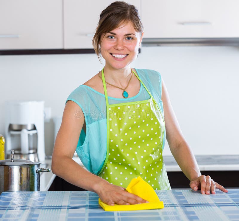 Maid Doing Professional Clean-up Stock Image - Image of european ...