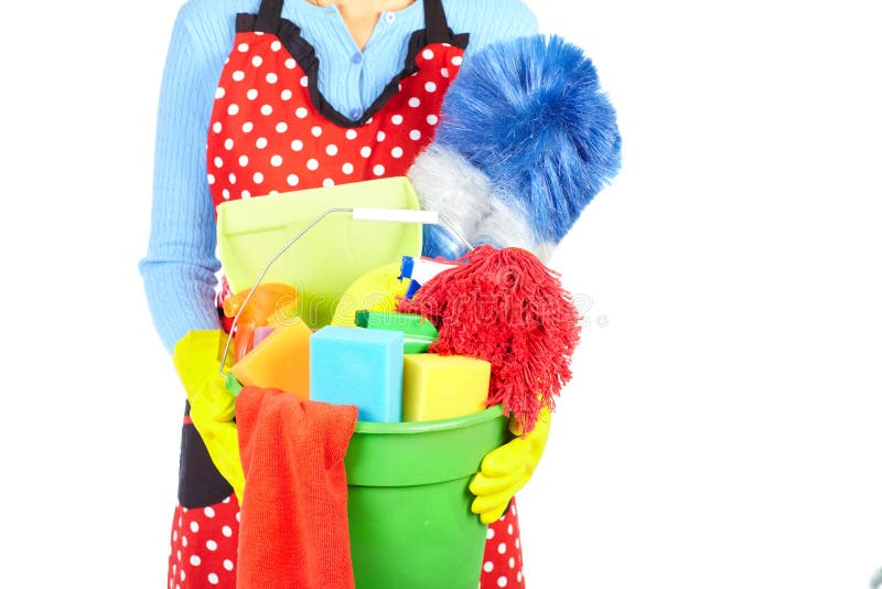 Maid Hands with Cleaning Tools. Stock Photo - Image of gloves ...