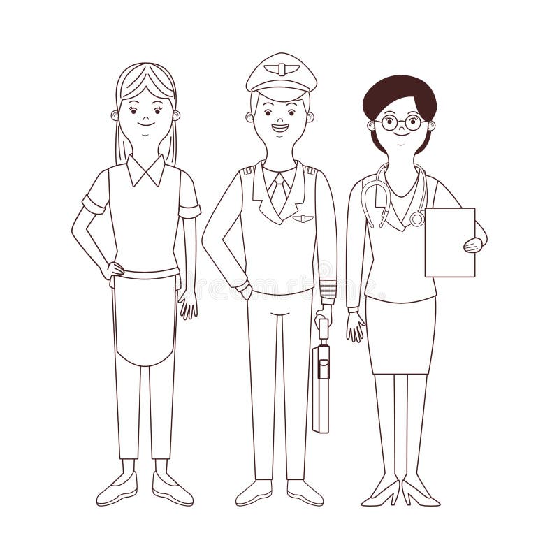 Pilot and Doctor Using Face Masks Stock Vector - Illustration of ...