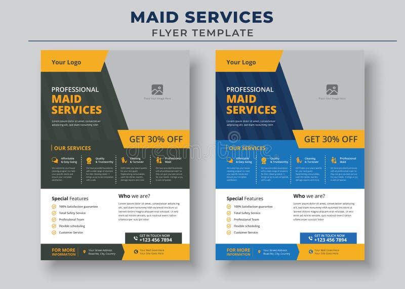 Maid Service Flyer Template, Housekeeping Services Flyer Stock Vector ...