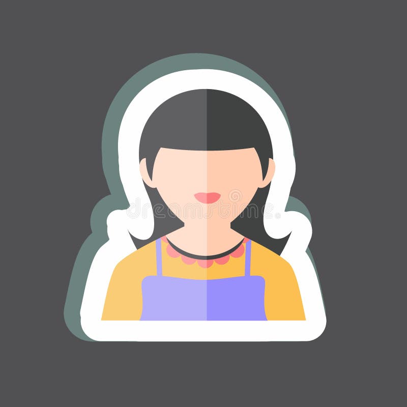 Maid Sticker in Trendy Isolated on Black Background Stock Illustration ...