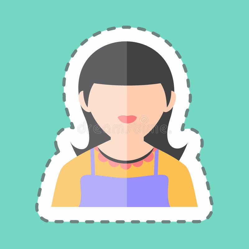 Maid Sticker in Trendy Line Cut Isolated on Blue Background Stock ...