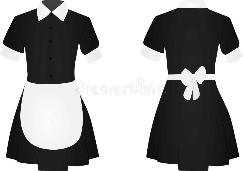 Maid Uniform. Front and Back View Stock Vector - Illustration of gray ...