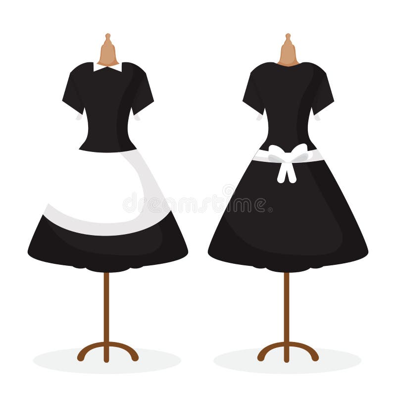 The Maid Uniform is Seen from the Back and Front Hanging on a Mannequin ...