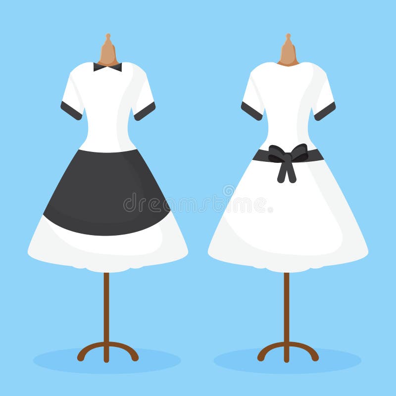 The Maid Uniform is Seen from the Back and Front Hanging on a Mannequin ...