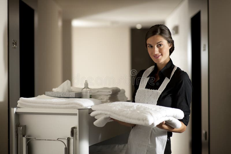 Maid at Work stock photo. Image of professional, trolley - 17271020