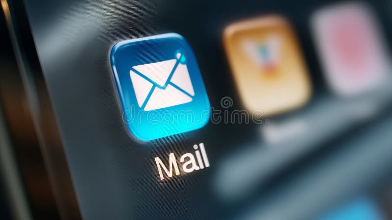 Mail App Icon on Digital Screen Stock Illustration - Illustration of ...