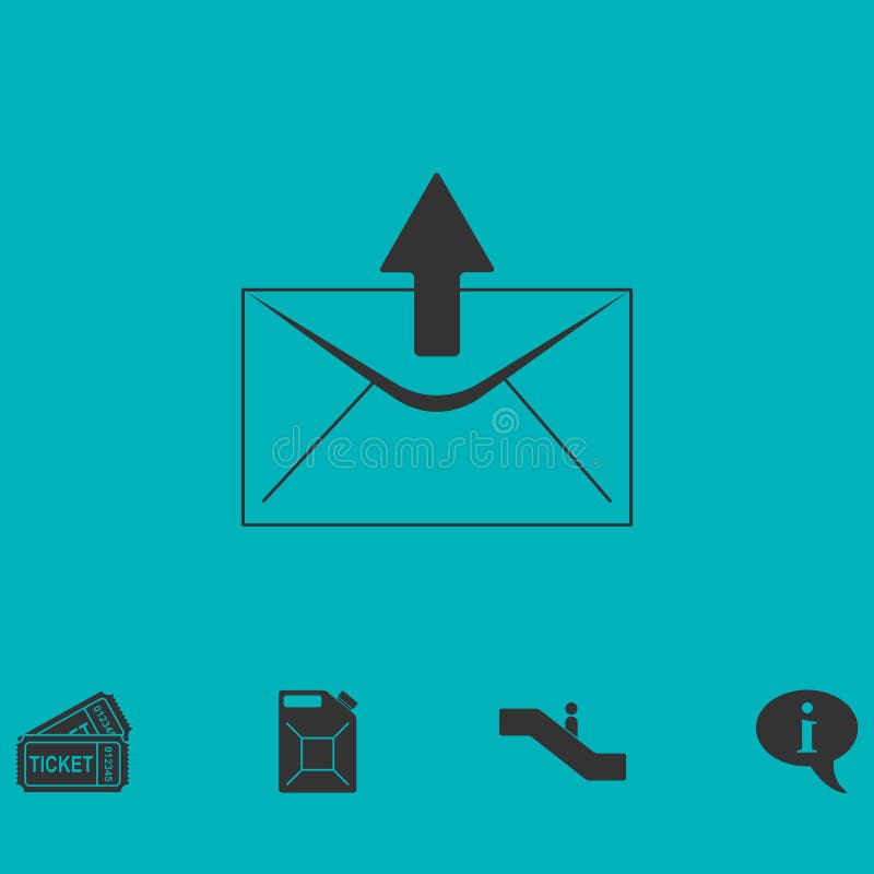 Mail arrow icon flat stock vector. Illustration of contact - 137914999