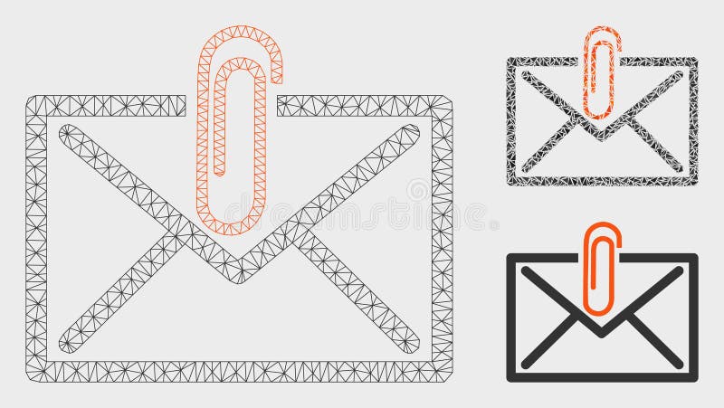 Mail Attachement Vector Mesh 2D Model and Triangle Mosaic Icon Stock ...