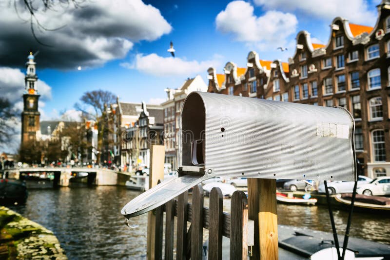 Mail box in Amsterdam stock image. Image of postal, boat - 40325245