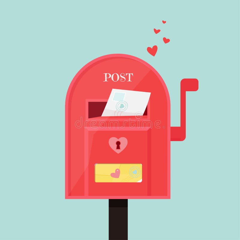 Mail Box with Envelope Inside. Cute Vector Illustration in Flat Style ...
