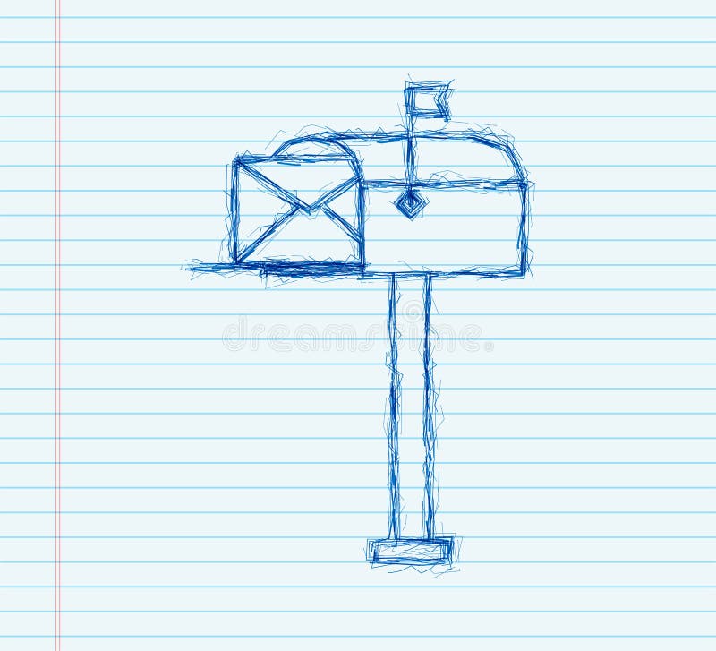 Mail Box. Envelope with a Newsletter Concept. Sketch Style Stock Vector ...