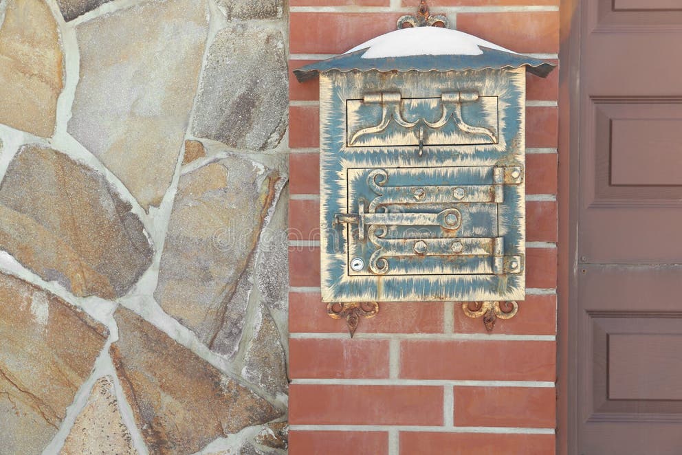 Mail box on fence outdoors stock photo. Image of postal - 150063448