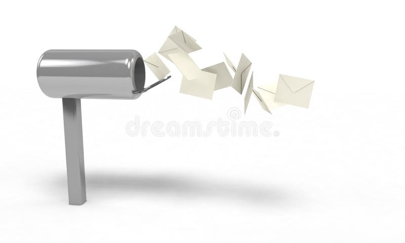 Mail Box and Flying Letter, 3d Stock Illustration - Illustration of ...