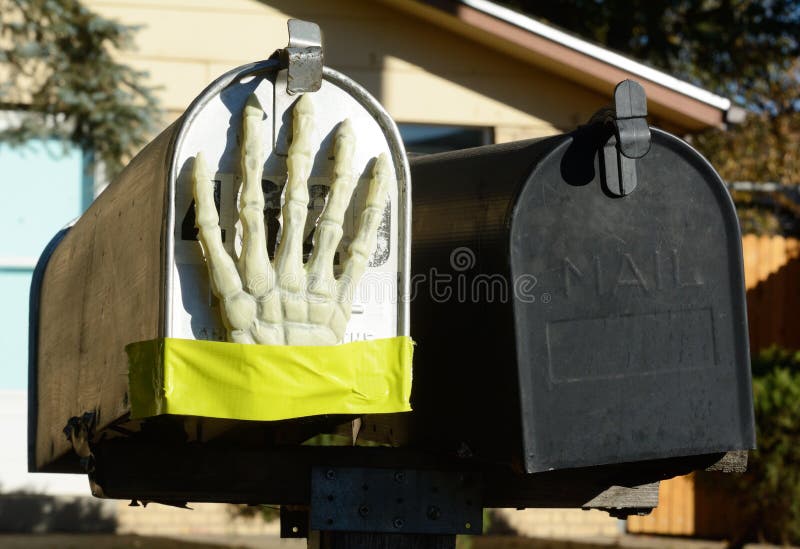 Mail Box with Halloween Decoration Stock Photo - Image of black ...