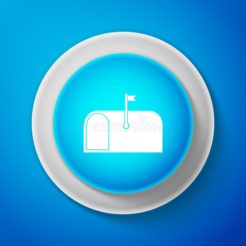 Mail Box Icon Isolated on Blue Background. Mailbox Icon. Mail Postbox ...