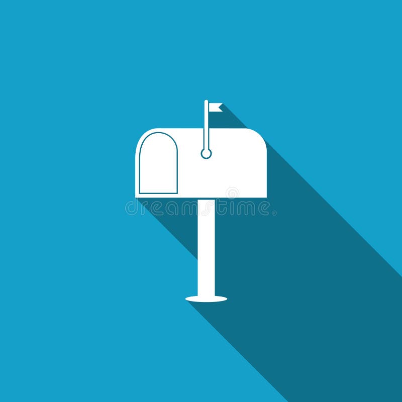 Mail Box Icon Isolated with Long Shadow. Mailbox Icon Stock Vector ...