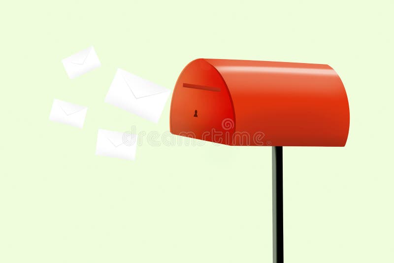 Mail Box Illustration in the Flat Style. Open Red Mail Box with ...