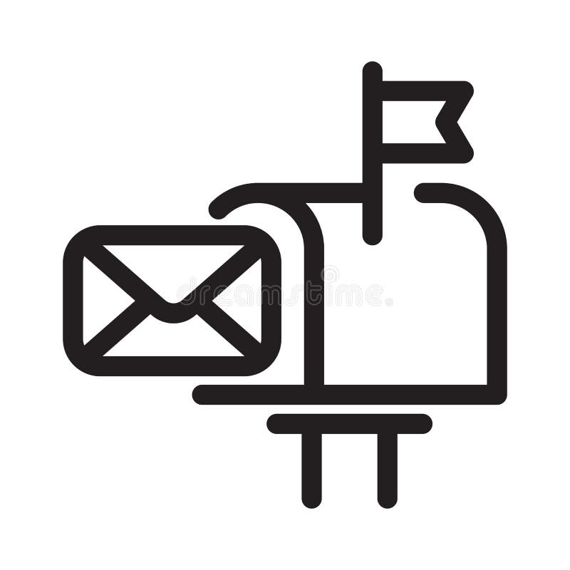 Mailbox Outline Icon Illustration on Isolated White Background Stock Vector - Illustration of ...
