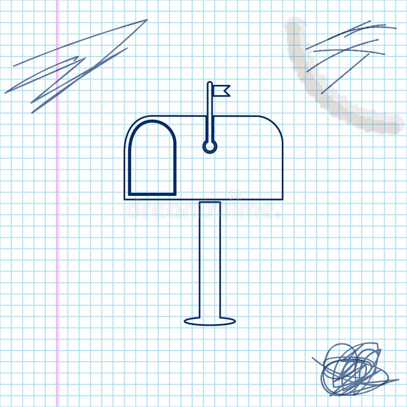 Mail Box Line Sketch Icon Isolated on White Background. Mailbox Icon ...