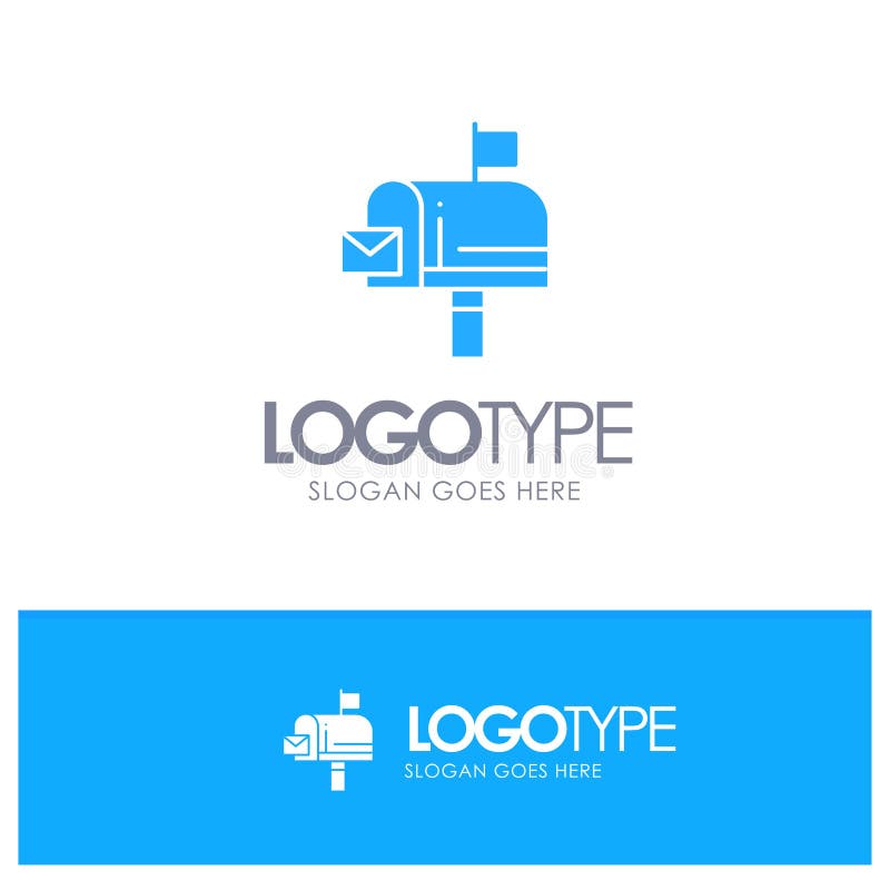 Mail, Box, Message, Email Blue Solid Logo with Place for Tagline Stock ...