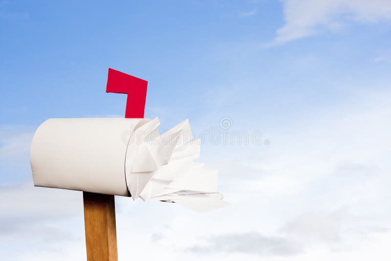 Mail Box Overflowing with Mail Against Sky Stock Photo - Image of space ...