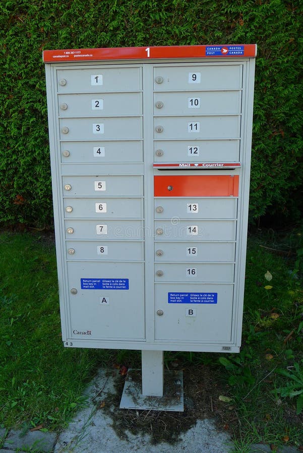 Mailbox of the Canada Post editorial stock photo. Image of signs ...