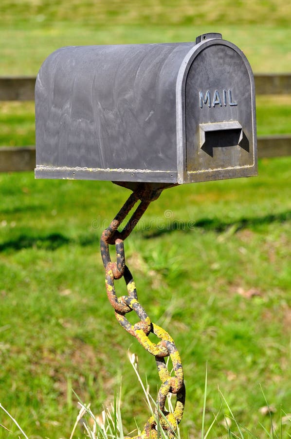 Mail Box Supported by Chains in the Nature Stock Photo - Image of ...