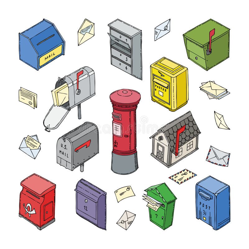 Post Mailbox Vector Illustration Stock Vector - Illustration of mail ...