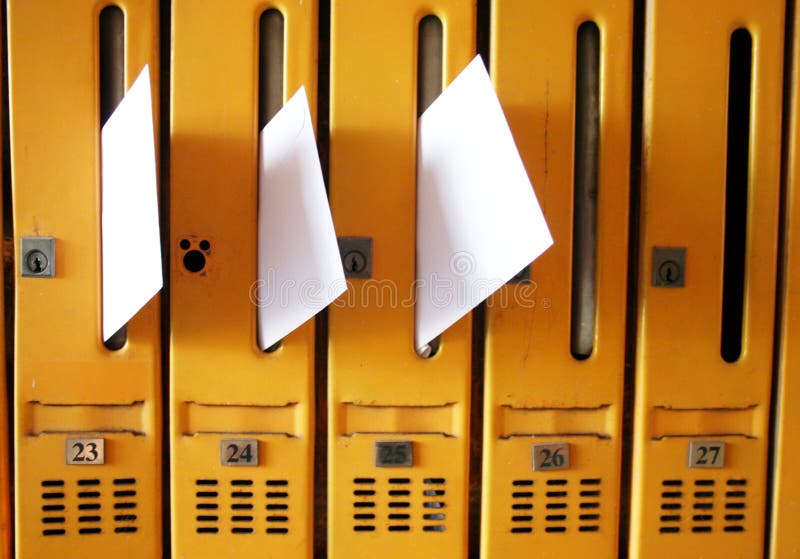 Post Mail Boxes with Some Letters Stock Image - Image of patina ...
