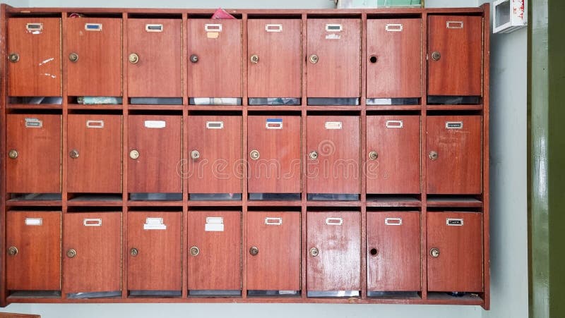 Mail Boxes Old Retro Style Many Stock Image - Image of wooden, lock ...