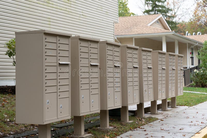 Mail Boxes and Security Lock in Rows Stock Image - Image of ...